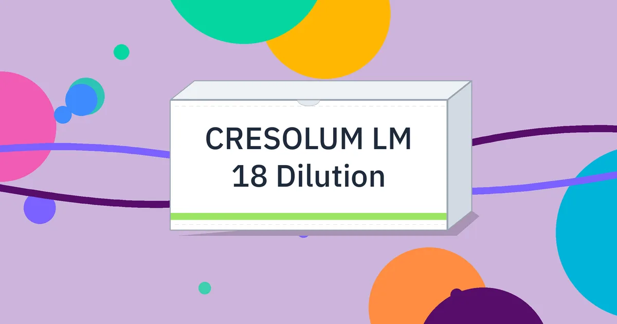 Symbolbild: Packung mit der Aufschrift CRESOLUM LM 18 Dilution (PZN 13456397) – Verfügbarkeit und Bezug in Apotheken in Frankfurt am Main