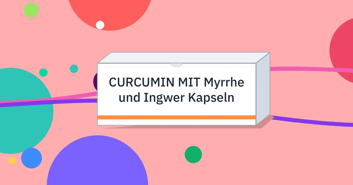 Symbolbild: Packung mit der Aufschrift CURCUMIN MIT Myrrhe und Ingwer Kapseln (PZN 18737480) – Verfügbarkeit und Bezug in Apotheken in Frankfurt am Main