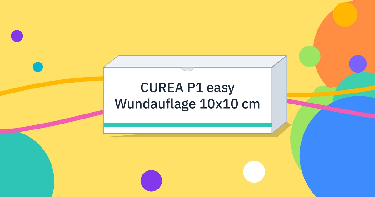 Symbolbild: Packung mit der Aufschrift CUREA P1 easy Wundauflage 10x10 cm (PZN 16005347) – Verfügbarkeit und Bezug in Apotheken in Frankfurt am Main