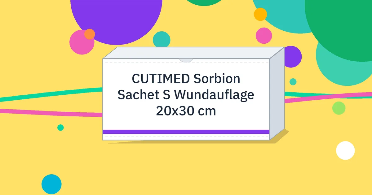Symbolbild: Packung mit der Aufschrift CUTIMED Sorbion Sachet S Wundauflage 20x30 cm (PZN 16788958) – Verfügbarkeit und Bezug in Apotheken in Frankfurt am Main