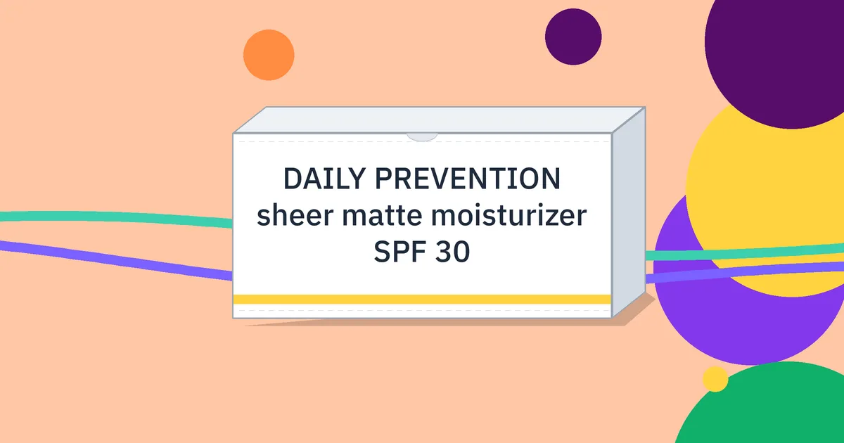 Symbolbild: Packung mit der Aufschrift DAILY PREVENTION sheer matte moisturizer SPF 30 (PZN 19384569) – Verfügbarkeit und Bezug in Apotheken in Frankfurt am Main