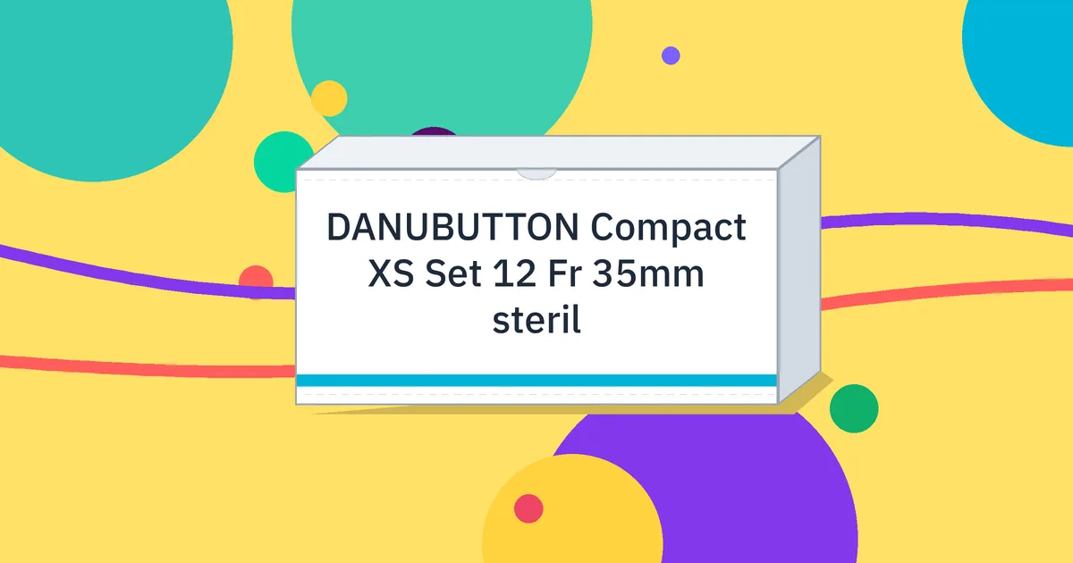 Symbolbild: Packung mit der Aufschrift DANUBUTTON Compact XS Set 12 Fr 35mm steril (PZN 19852556) – Verfügbarkeit und Bezug in Apotheken in Frankfurt am Main