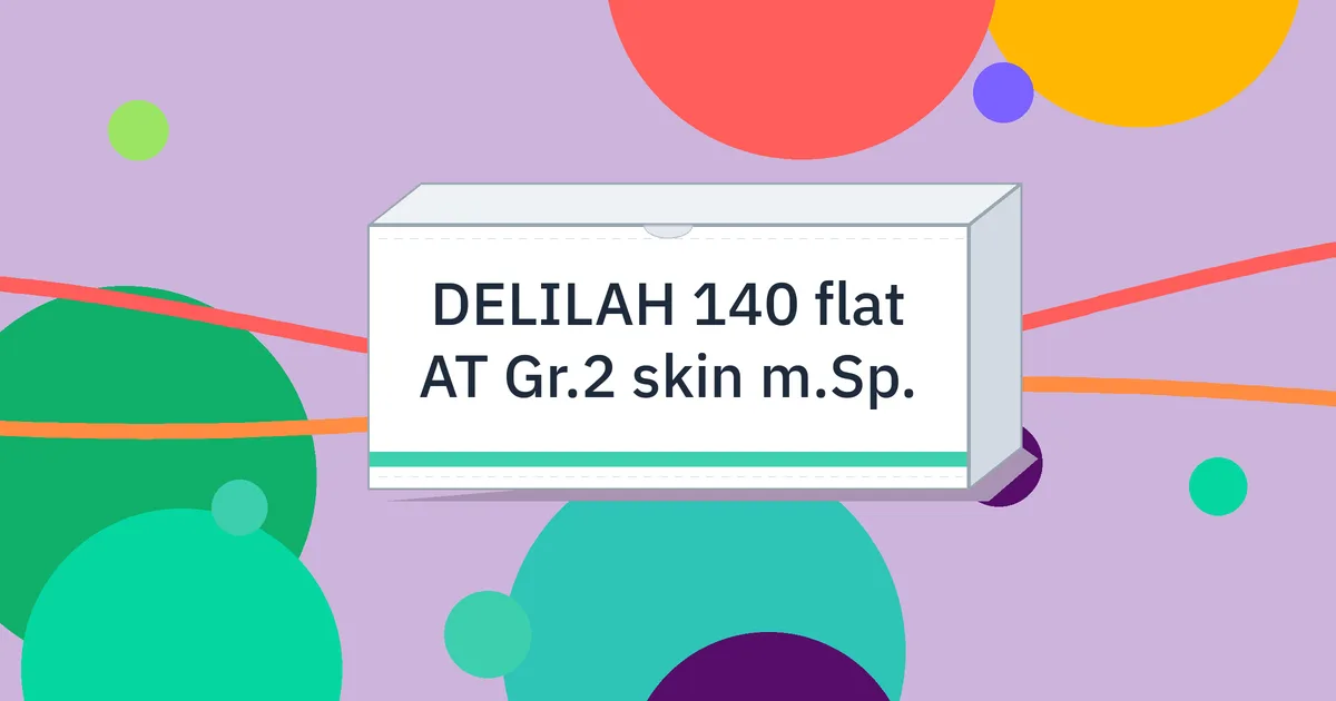 Symbolbild: Packung mit der Aufschrift DELILAH 140 flat AT Gr.2 skin m.Sp. (PZN 14247603) – Verfügbarkeit und Bezug in Apotheken in Frankfurt am Main