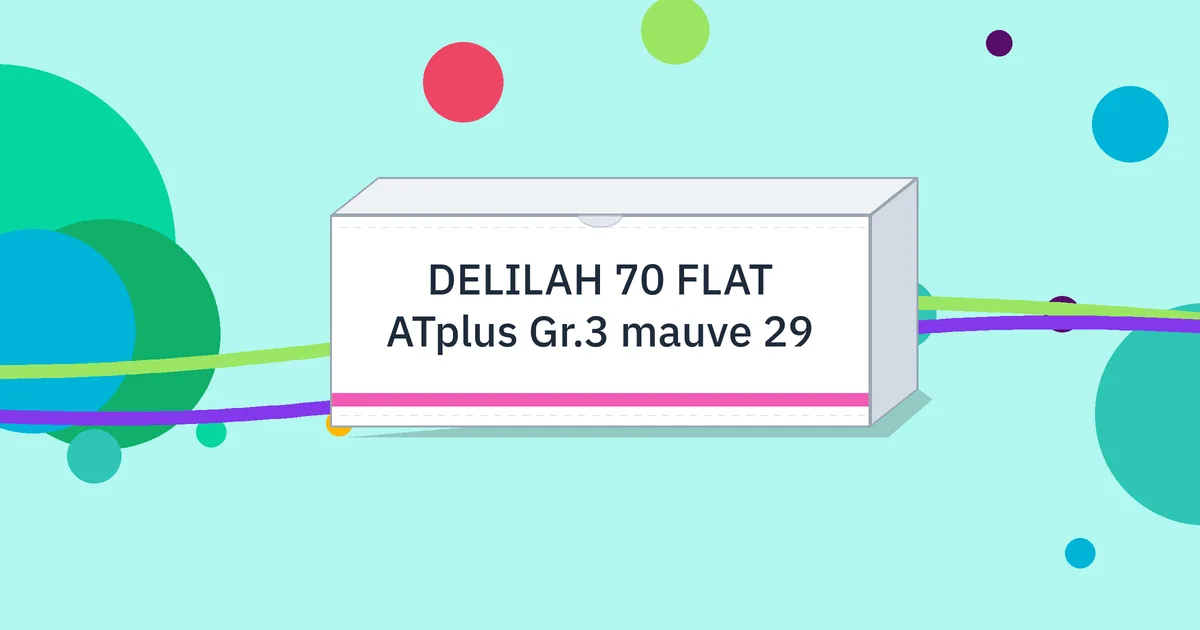 Symbolbild: Packung mit der Aufschrift DELILAH 70 FLAT ATplus Gr.3 mauve 29 (PZN 13848594) – Verfügbarkeit und Bezug in Apotheken in Frankfurt am Main