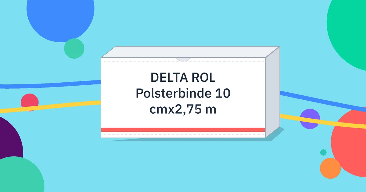 Symbolbild: Packung mit der Aufschrift DELTA ROL Polsterbinde 10 cmx2,75 m (PZN 02743449) – Verfügbarkeit und Bezug in Apotheken in Frankfurt am Main