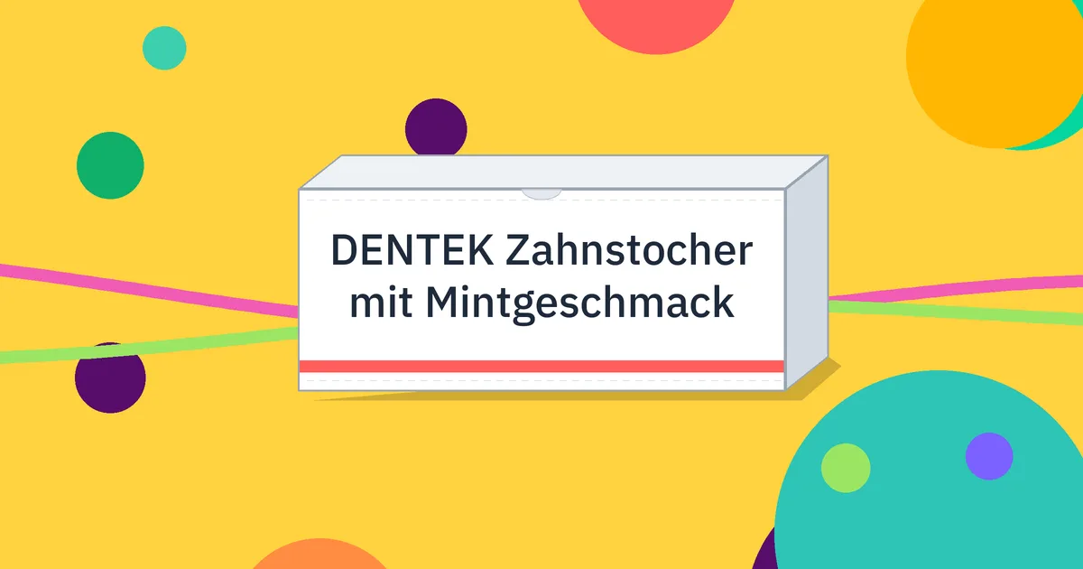 Symbolbild: Packung mit der Aufschrift DENTEK Zahnstocher mit Mintgeschmack (PZN 14028048) – Verfügbarkeit und Bezug in Apotheken in Frankfurt am Main