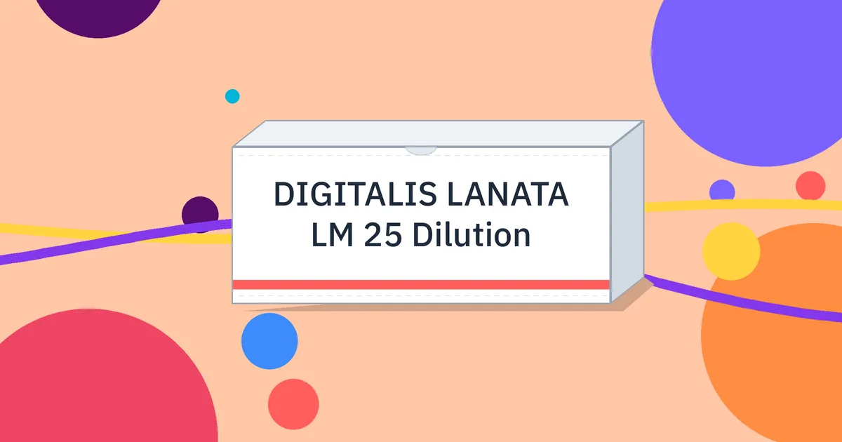 Symbolbild: Packung mit der Aufschrift DIGITALIS LANATA LM 25 Dilution (PZN 12841934) – Verfügbarkeit und Bezug in Apotheken in Frankfurt am Main