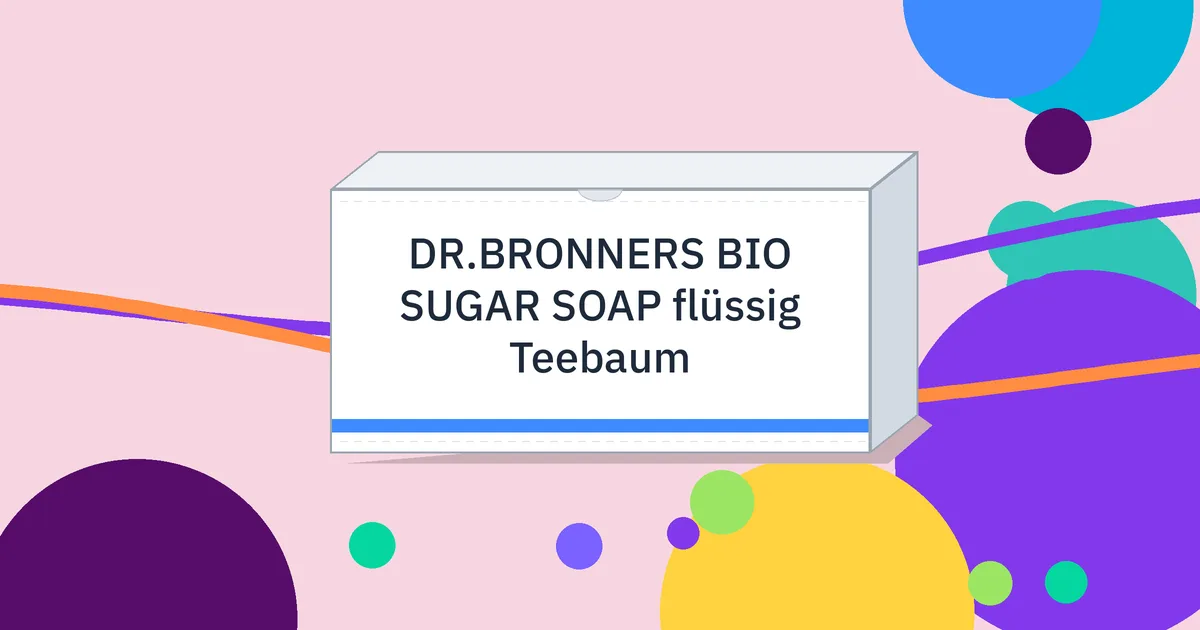 Symbolbild: Packung mit der Aufschrift DR.BRONNERS BIO SUGAR SOAP flüssig Teebaum (PZN 19242059) – Verfügbarkeit und Bezug in Apotheken in Frankfurt am Main
