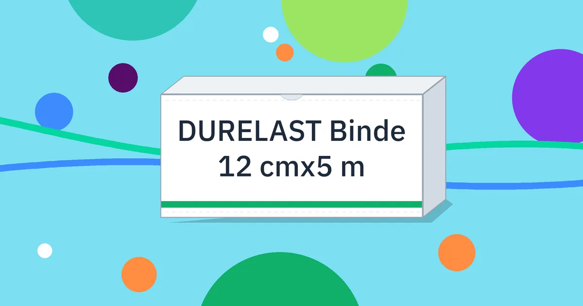 Symbolbild: Packung mit der Aufschrift DURELAST Binde 12 cmx5 m (PZN 11382401) – Verfügbarkeit und Bezug in Apotheken in Frankfurt am Main