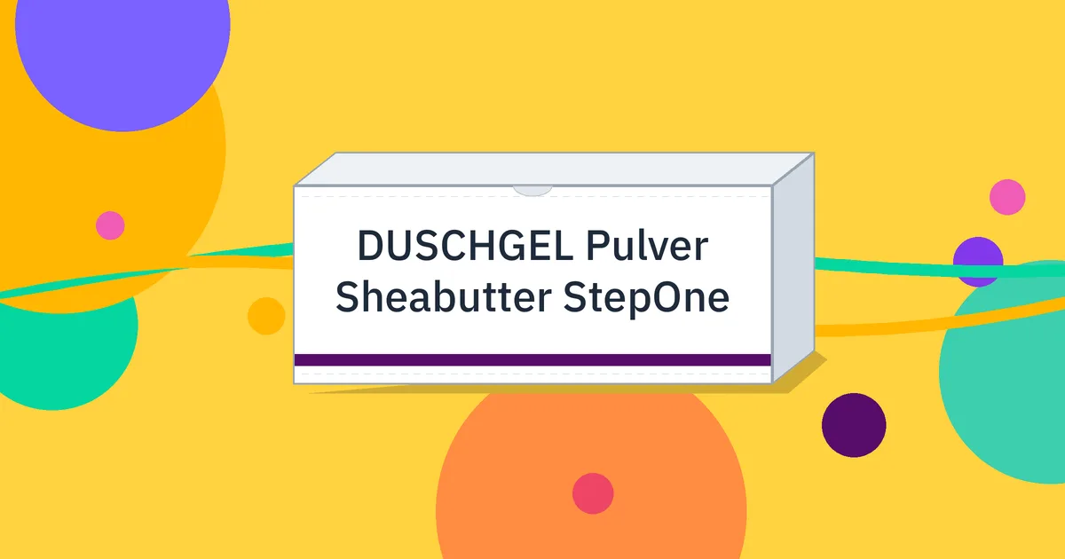 Symbolbild: Packung mit der Aufschrift DUSCHGEL Pulver Sheabutter StepOne (PZN 16937938) – Verfügbarkeit und Bezug in Apotheken in Frankfurt am Main
