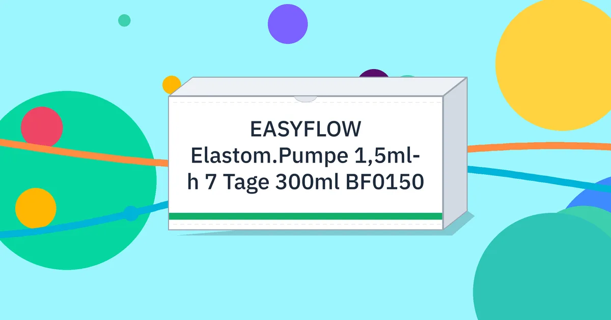 Symbolbild: Packung mit der Aufschrift EASYFLOW Elastom.Pumpe 1,5ml-h 7 Tage 300ml BF0150 (PZN 20190758) – Verfügbarkeit und Bezug in Apotheken in Frankfurt am Main