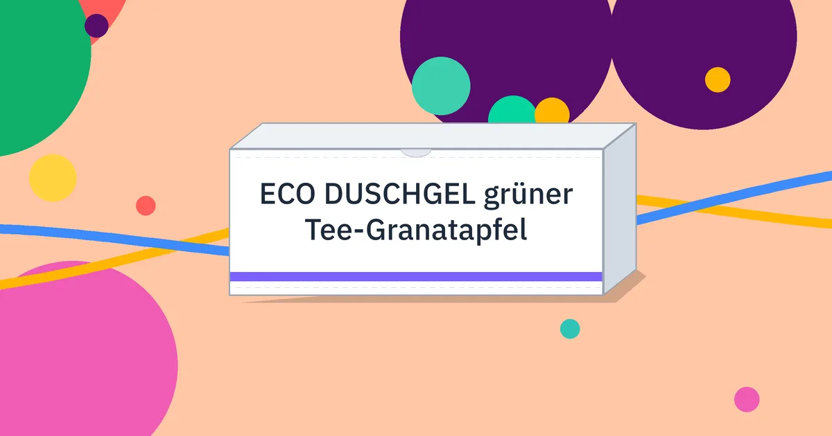 Symbolbild: Packung mit der Aufschrift ECO DUSCHGEL grüner Tee-Granatapfel (PZN 17532830) – Verfügbarkeit und Bezug in Apotheken in Frankfurt am Main