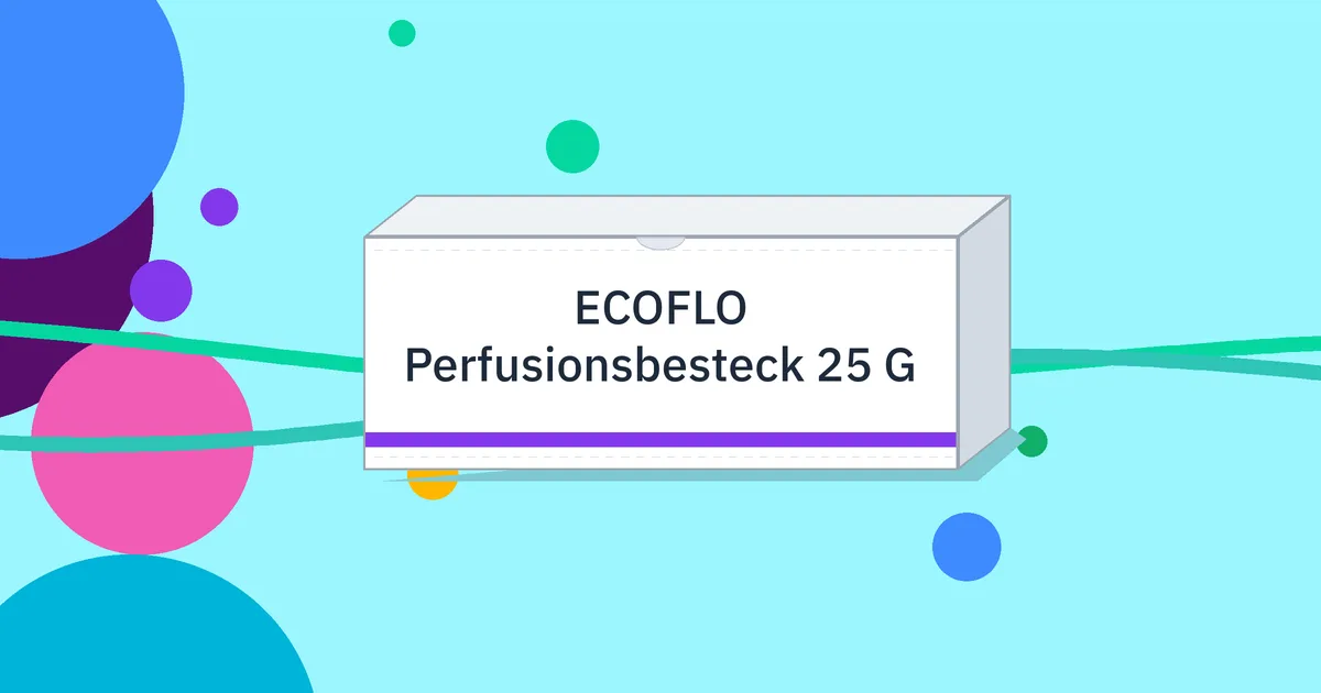 Symbolbild: Packung mit der Aufschrift ECOFLO Perfusionsbesteck 25 G (PZN 07429870) – Verfügbarkeit und Bezug in Apotheken in Frankfurt am Main