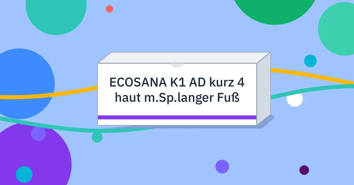 Symbolbild: Packung mit der Aufschrift ECOSANA K1 AD kurz 4 haut m.Sp.langer Fuß (PZN 04724953) – Verfügbarkeit und Bezug in Apotheken in Frankfurt am Main