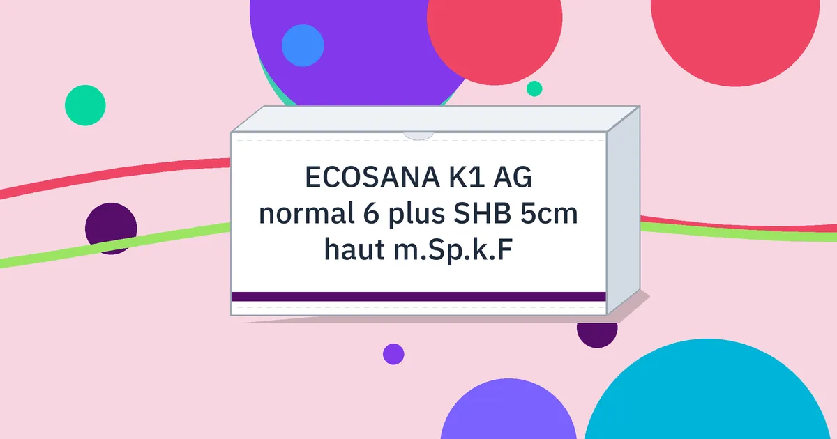 Symbolbild: Packung mit der Aufschrift ECOSANA K1 AG normal 6 plus SHB 5cm haut m.Sp.k.F (PZN 04730221) – Verfügbarkeit und Bezug in Apotheken in Frankfurt am Main