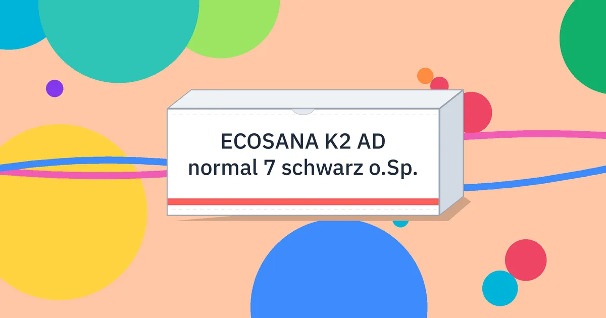 Symbolbild: Packung mit der Aufschrift ECOSANA K2 AD normal 7 schwarz o.Sp. (PZN 01361680) – Verfügbarkeit und Bezug in Apotheken in Frankfurt am Main