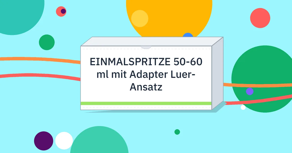 Symbolbild: Packung mit der Aufschrift EINMALSPRITZE 50-60 ml mit Adapter Luer-Ansatz (PZN 17583514) – Verfügbarkeit und Bezug in Apotheken in Frankfurt am Main
