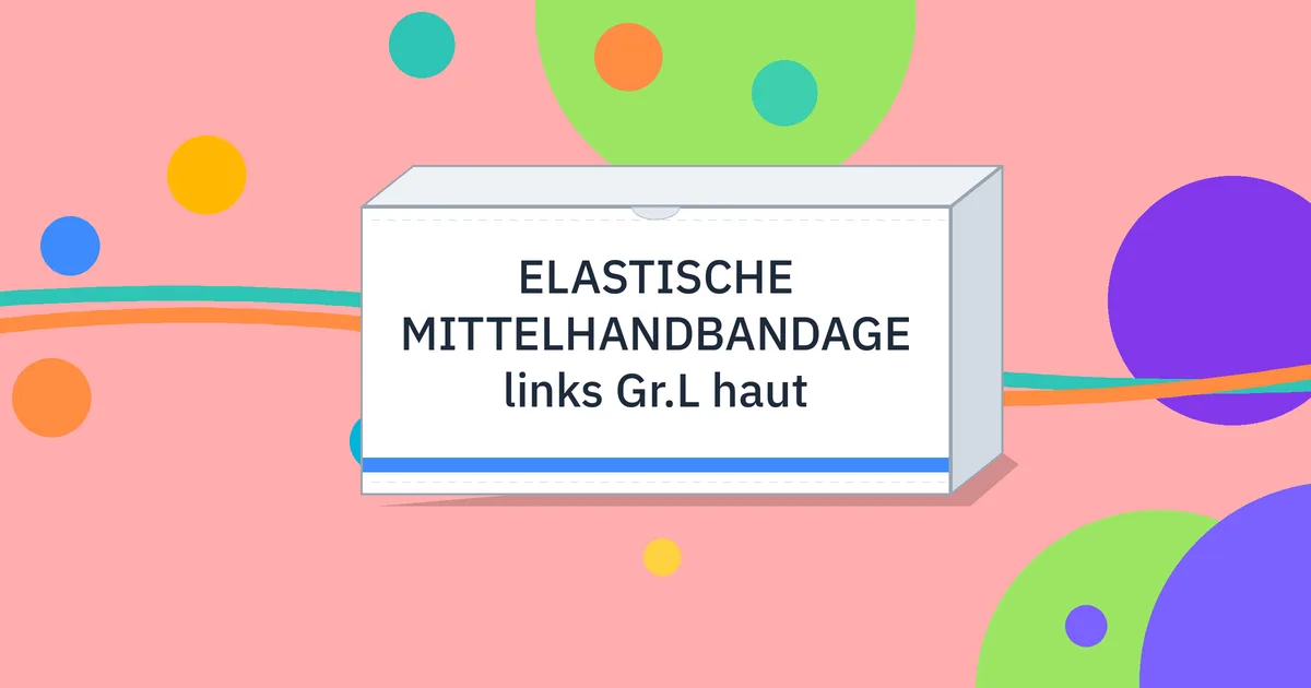 Symbolbild: Packung mit der Aufschrift ELASTISCHE MITTELHANDBANDAGE links Gr.L haut (PZN 03315508) – Verfügbarkeit und Bezug in Apotheken in Frankfurt am Main