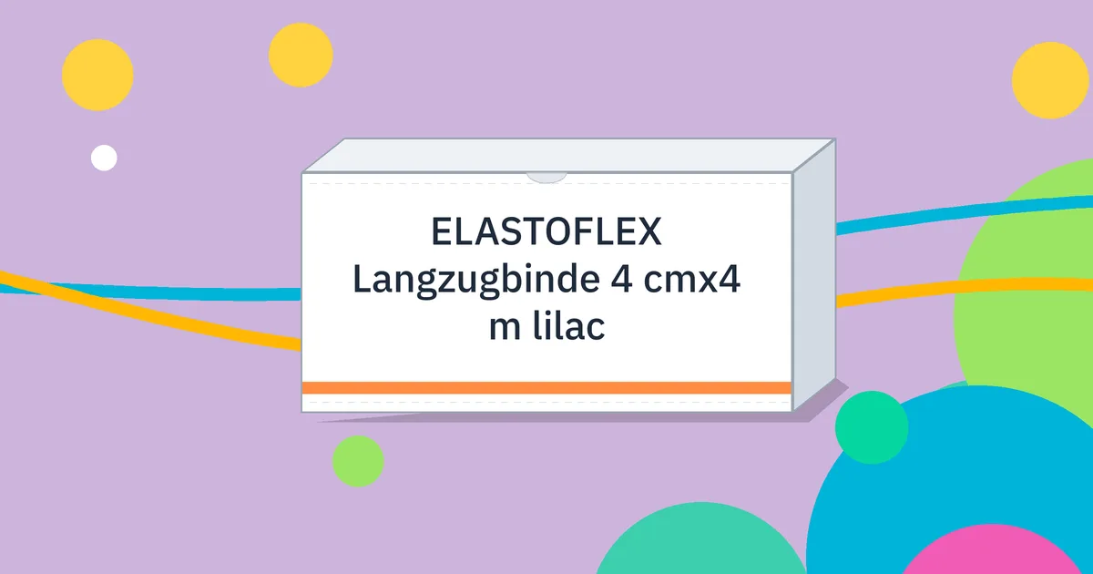 Symbolbild: Packung mit der Aufschrift ELASTOFLEX Langzugbinde 4 cmx4 m lilac (PZN 17176068) – Verfügbarkeit und Bezug in Apotheken in Frankfurt am Main