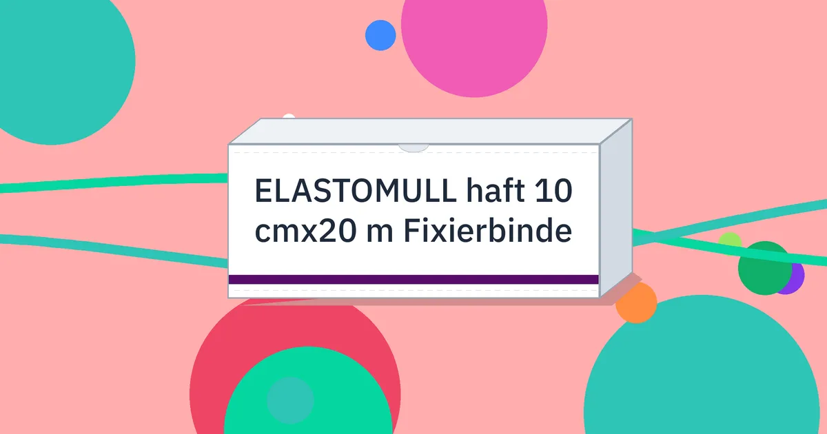 Symbolbild: Packung mit der Aufschrift ELASTOMULL haft 10 cmx20 m Fixierbinde (PZN 17308995) – Verfügbarkeit und Bezug in Apotheken in Frankfurt am Main
