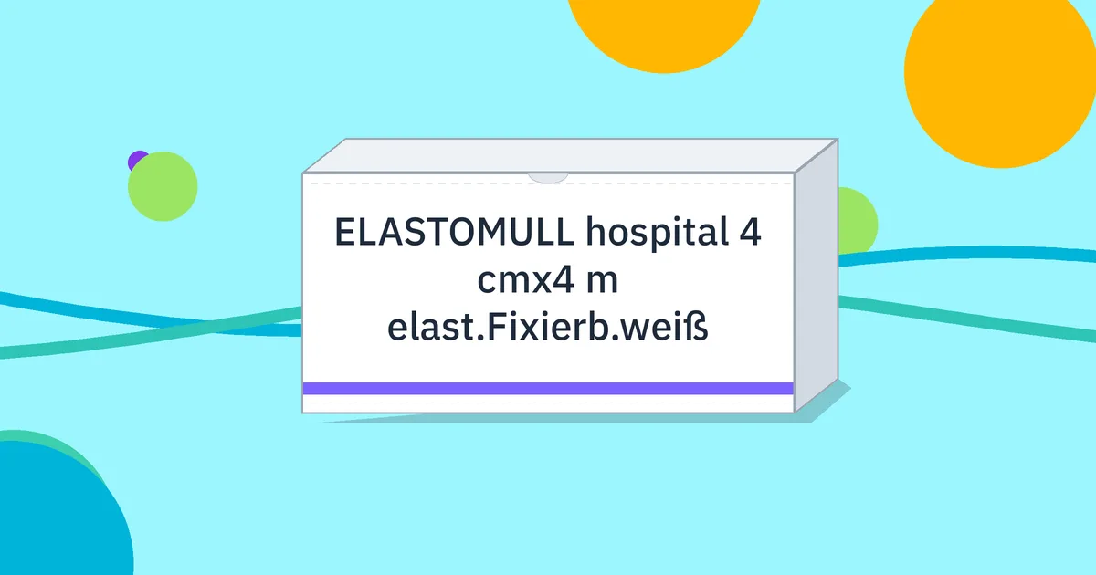 Symbolbild: Packung mit der Aufschrift ELASTOMULL hospital 4 cmx4 m elast.Fixierb.weiß (PZN 01903968) – Verfügbarkeit und Bezug in Apotheken in Frankfurt am Main