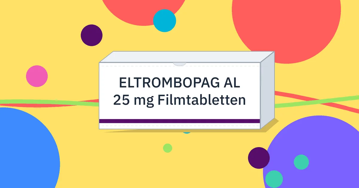 Symbolbild: Packung mit der Aufschrift ELTROMBOPAG AL 25 mg Filmtabletten (PZN 19684082) – Verfügbarkeit und Bezug in Apotheken in Frankfurt am Main