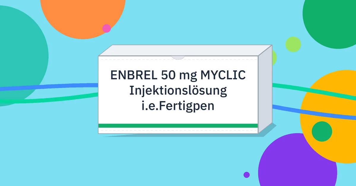 Symbolbild: Packung mit der Aufschrift ENBREL 50 mg MYCLIC Injektionslösung i.e.Fertigpen (PZN 17312459) – Verfügbarkeit und Bezug in Apotheken in Frankfurt am Main