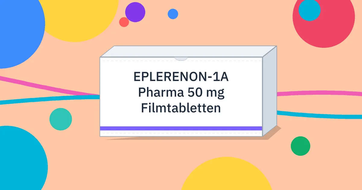 Symbolbild: Packung mit der Aufschrift EPLERENON-1A Pharma 50 mg Filmtabletten (PZN 18672467) – Verfügbarkeit und Bezug in Apotheken in Frankfurt am Main