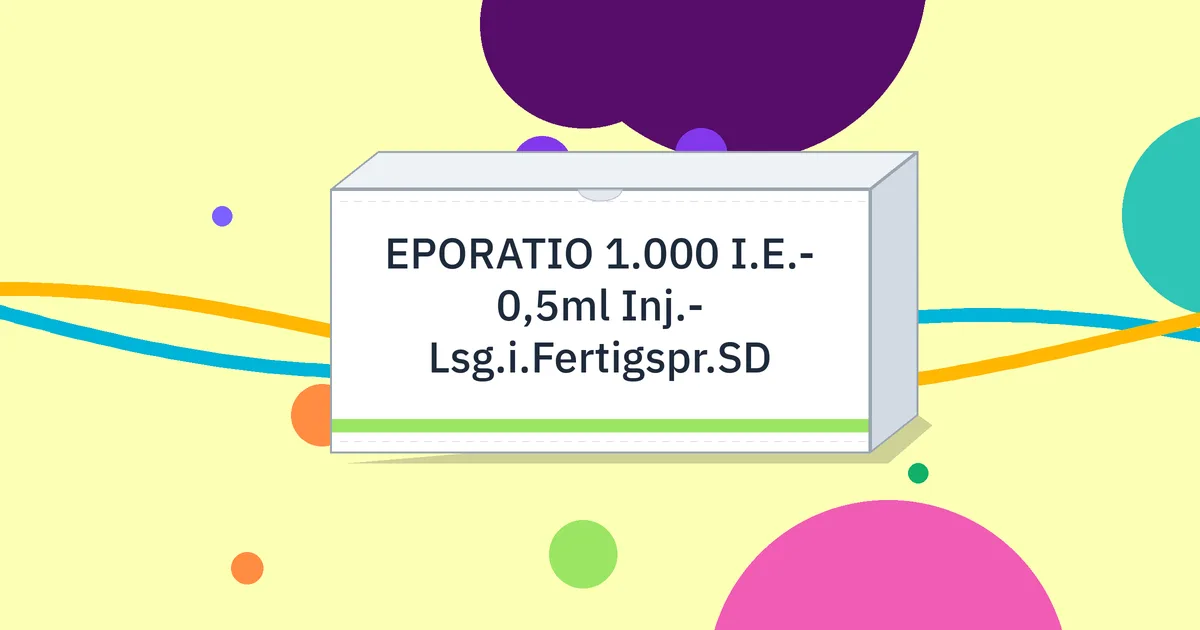 Symbolbild: Packung mit der Aufschrift EPORATIO 1.000 I.E.-0,5ml Inj.-Lsg.i.Fertigspr.SD (PZN 12411777) – Verfügbarkeit und Bezug in Apotheken in Frankfurt am Main