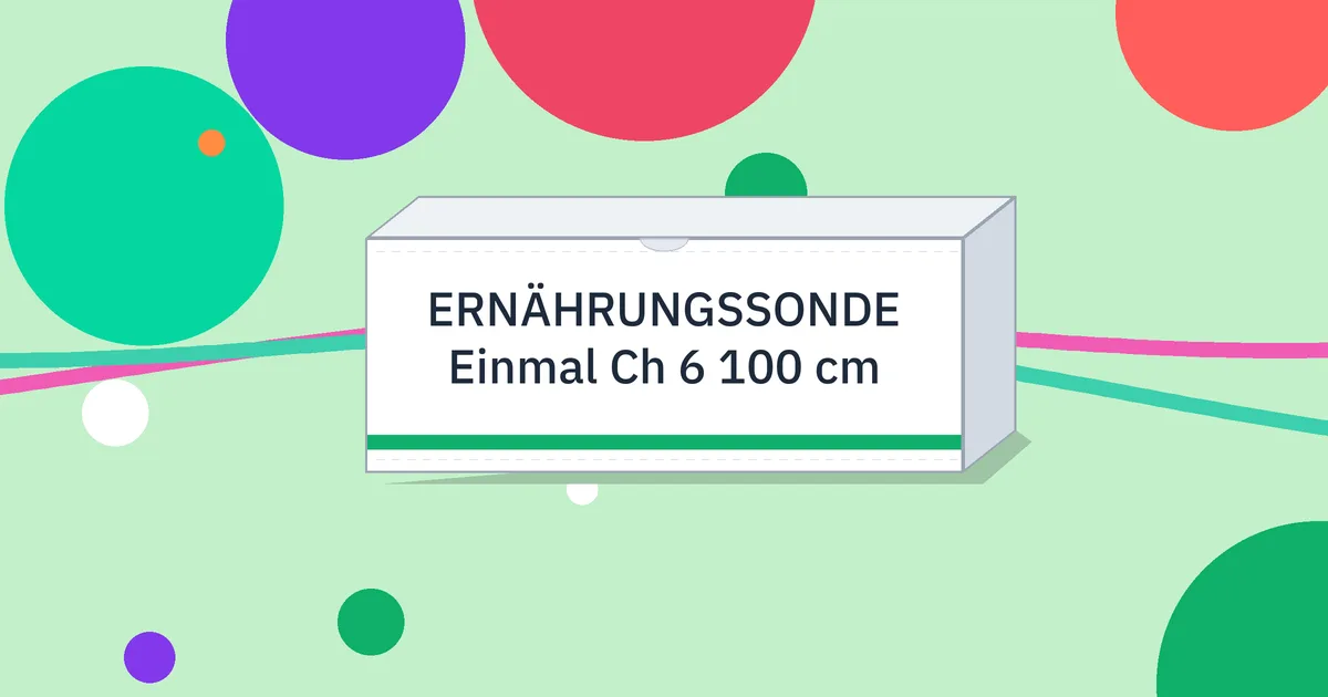Symbolbild: Packung mit der Aufschrift ERNÄHRUNGSSONDE Einmal Ch 6 100 cm (PZN 02438893) – Verfügbarkeit und Bezug in Apotheken in Frankfurt am Main