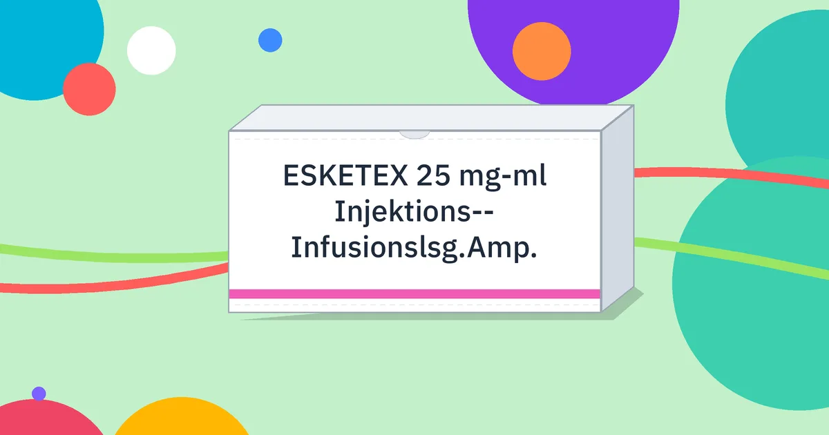 Symbolbild: Packung mit der Aufschrift ESKETEX 25 mg-ml Injektions--Infusionslsg.Amp. (PZN 20131000) – Verfügbarkeit und Bezug in Apotheken in Frankfurt am Main