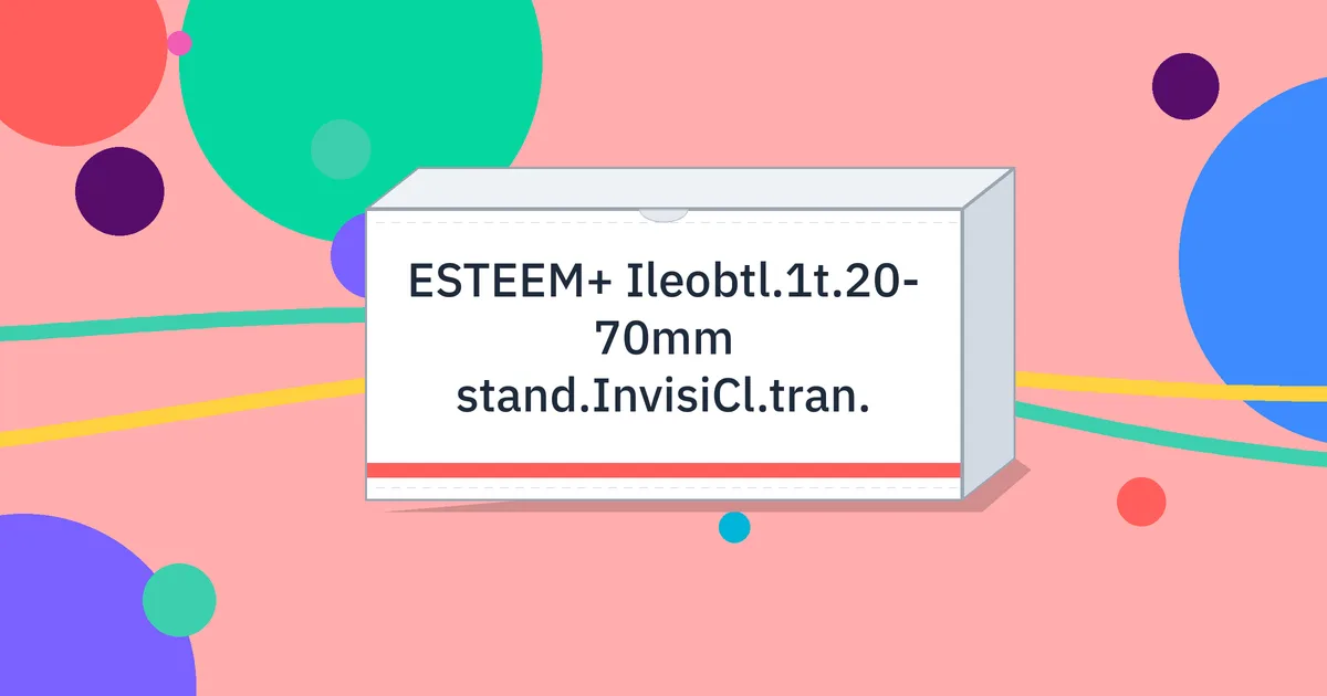 Symbolbild: Packung mit der Aufschrift ESTEEM+ Ileobtl.1t.20-70mm stand.InvisiCl.tran. (PZN 15308465) – Verfügbarkeit und Bezug in Apotheken in Frankfurt am Main