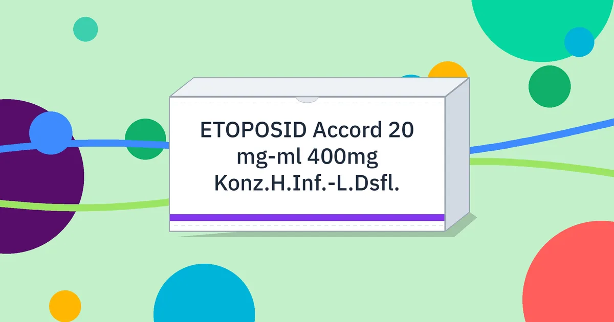 Symbolbild: Packung mit der Aufschrift ETOPOSID Accord 20 mg-ml 400mg Konz.H.Inf.-L.Dsfl. (PZN 11179203) – Verfügbarkeit und Bezug in Apotheken in Frankfurt am Main