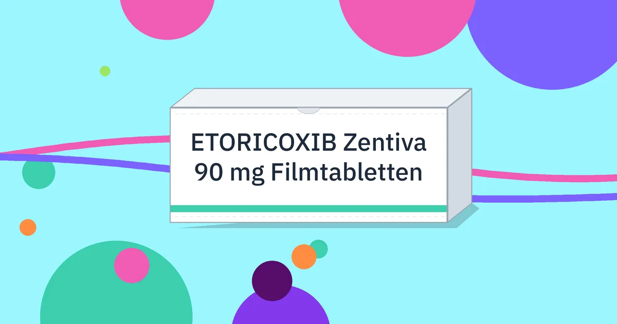 Symbolbild: Packung mit der Aufschrift ETORICOXIB Zentiva 90 mg Filmtabletten (PZN 12585589) – Verfügbarkeit und Bezug in Apotheken in Frankfurt am Main
