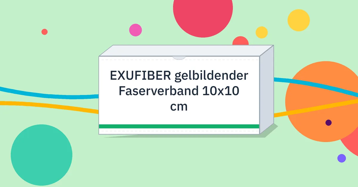 Symbolbild: Packung mit der Aufschrift EXUFIBER gelbildender Faserverband 10x10 cm (PZN 11147373) – Verfügbarkeit und Bezug in Apotheken in Frankfurt am Main