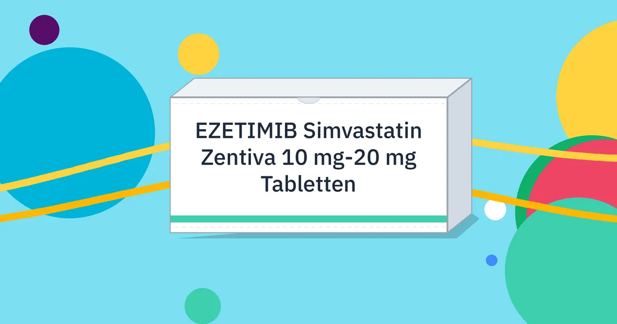Symbolbild: Packung mit der Aufschrift EZETIMIB Simvastatin Zentiva 10 mg-20 mg Tabletten (PZN 14221130) – Verfügbarkeit und Bezug in Apotheken in Frankfurt am Main