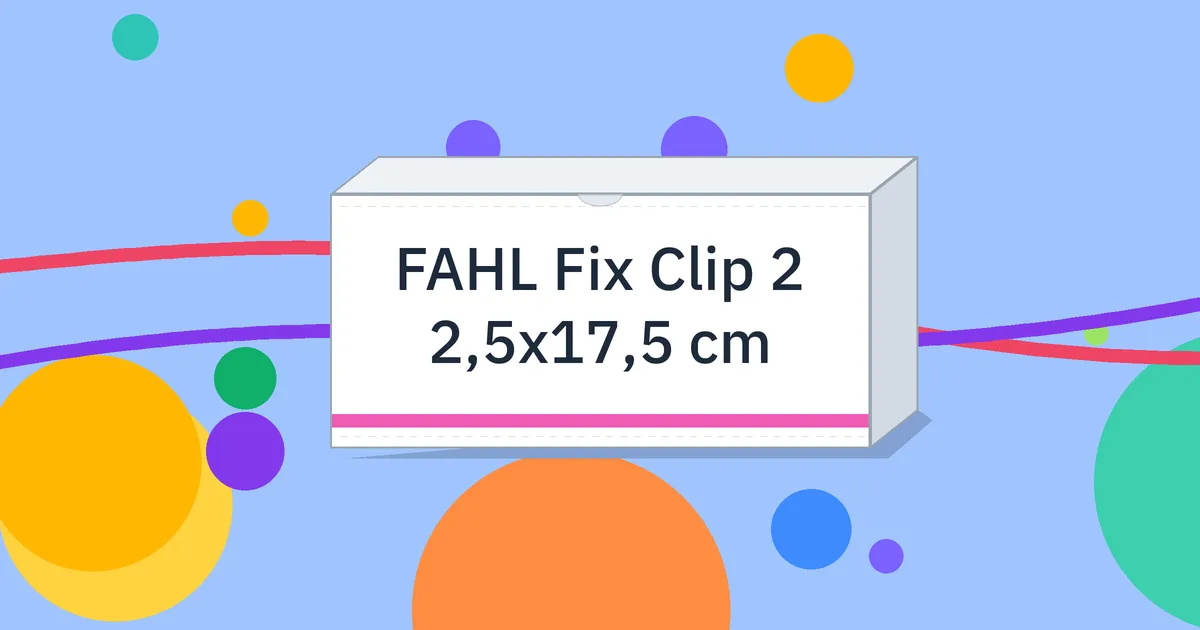 Symbolbild: Packung mit der Aufschrift FAHL Fix Clip 2 2,5x17,5 cm (PZN 19428172) – Verfügbarkeit und Bezug in Apotheken in Frankfurt am Main