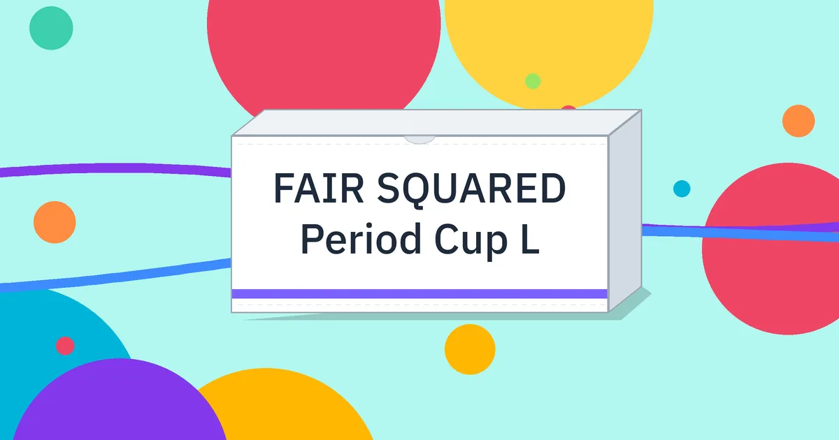 Symbolbild: Packung mit der Aufschrift FAIR SQUARED Period Cup L (PZN 16131046) – Verfügbarkeit und Bezug in Apotheken in Frankfurt am Main