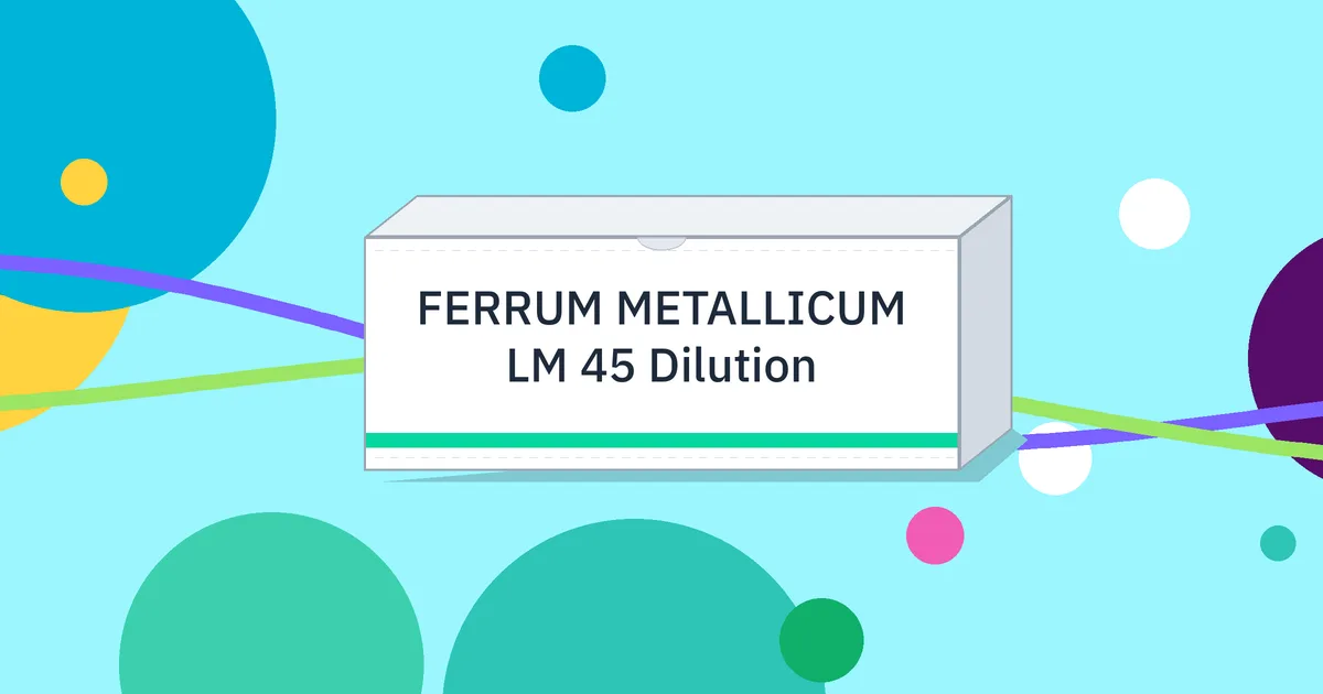 Symbolbild: Packung mit der Aufschrift FERRUM METALLICUM LM 45 Dilution (PZN 12850519) – Verfügbarkeit und Bezug in Apotheken in Frankfurt am Main