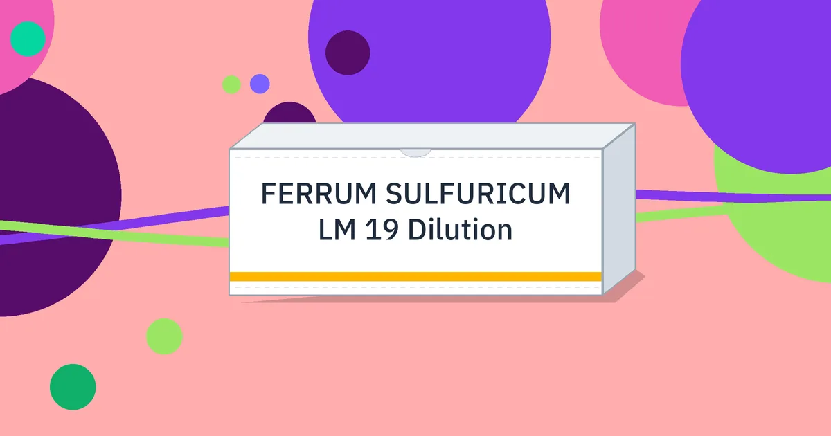 Symbolbild: Packung mit der Aufschrift FERRUM SULFURICUM LM 19 Dilution (PZN 12853587) – Verfügbarkeit und Bezug in Apotheken in Frankfurt am Main