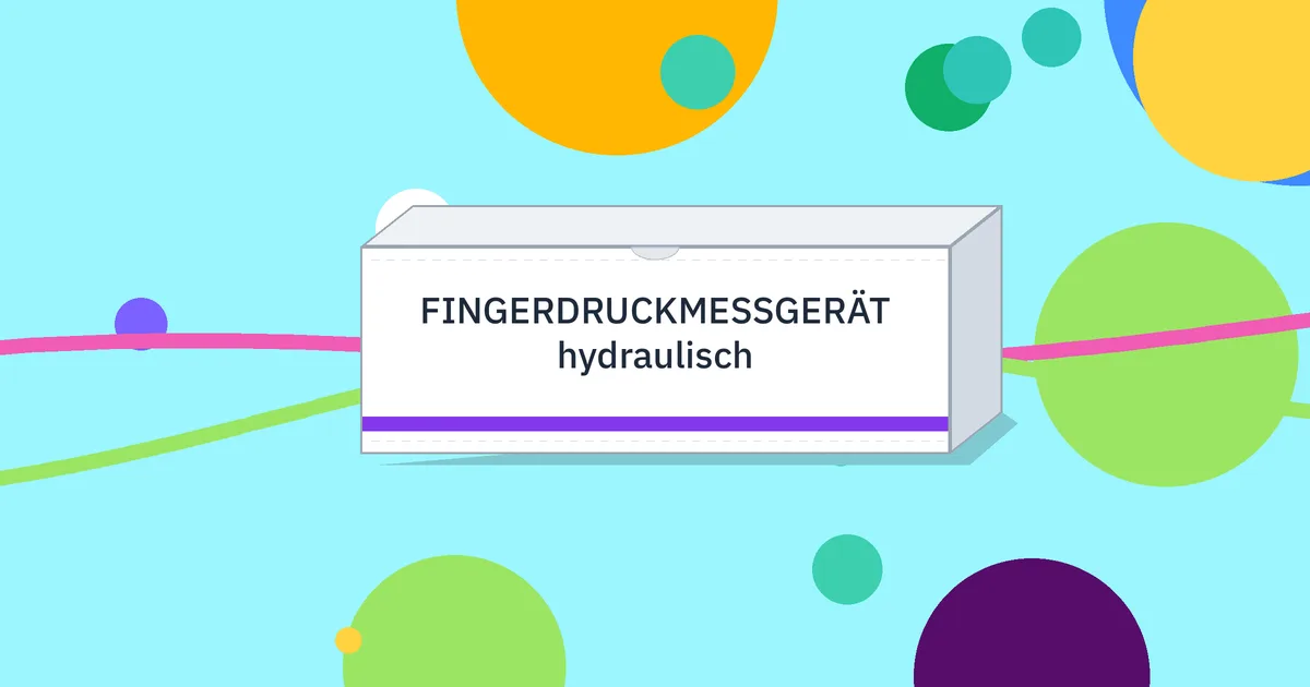 Symbolbild: Packung mit der Aufschrift FINGERDRUCKMESSGERÄT hydraulisch (PZN 01208056) – Verfügbarkeit und Bezug in Apotheken in Frankfurt am Main