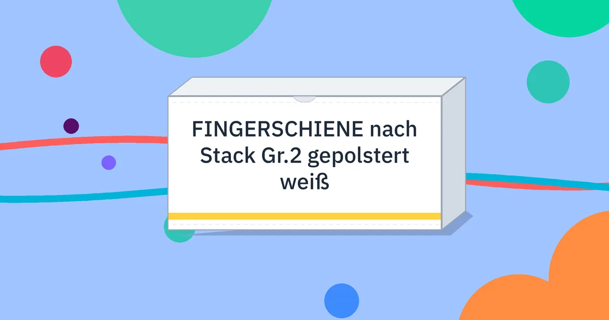 Symbolbild: Packung mit der Aufschrift FINGERSCHIENE nach Stack Gr.2 gepolstert weiß (PZN 07015714) – Verfügbarkeit und Bezug in Apotheken in Frankfurt am Main
