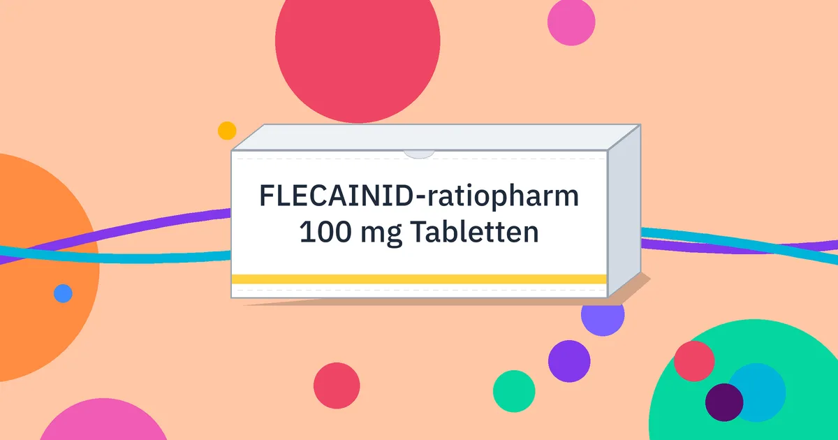 Symbolbild: Packung mit der Aufschrift FLECAINID-ratiopharm 100 mg Tabletten (PZN 04073349) – Verfügbarkeit und Bezug in Apotheken in Frankfurt am Main