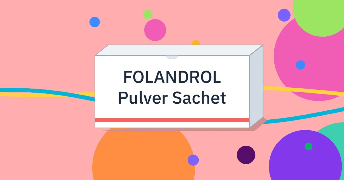 Symbolbild: Packung mit der Aufschrift FOLANDROL Pulver Sachet (PZN 19169836) – Verfügbarkeit und Bezug in Apotheken in Frankfurt am Main