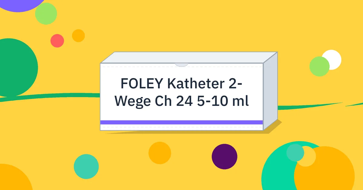 Symbolbild: Packung mit der Aufschrift FOLEY Katheter 2-Wege Ch 24 5-10 ml (PZN 17394983) – Verfügbarkeit und Bezug in Apotheken in Frankfurt am Main