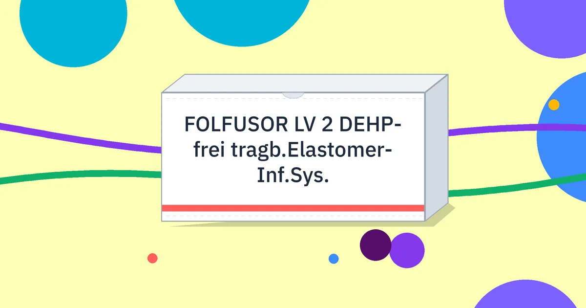 Symbolbild: Packung mit der Aufschrift FOLFUSOR LV 2 DEHP-frei tragb.Elastomer-Inf.Sys. (PZN 14253325) – Verfügbarkeit und Bezug in Apotheken in Frankfurt am Main