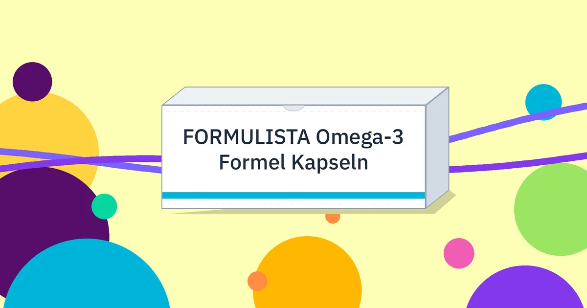 Symbolbild: Packung mit der Aufschrift FORMULISTA Omega-3 Formel Kapseln (PZN 15610460) – Verfügbarkeit und Bezug in Apotheken in Frankfurt am Main