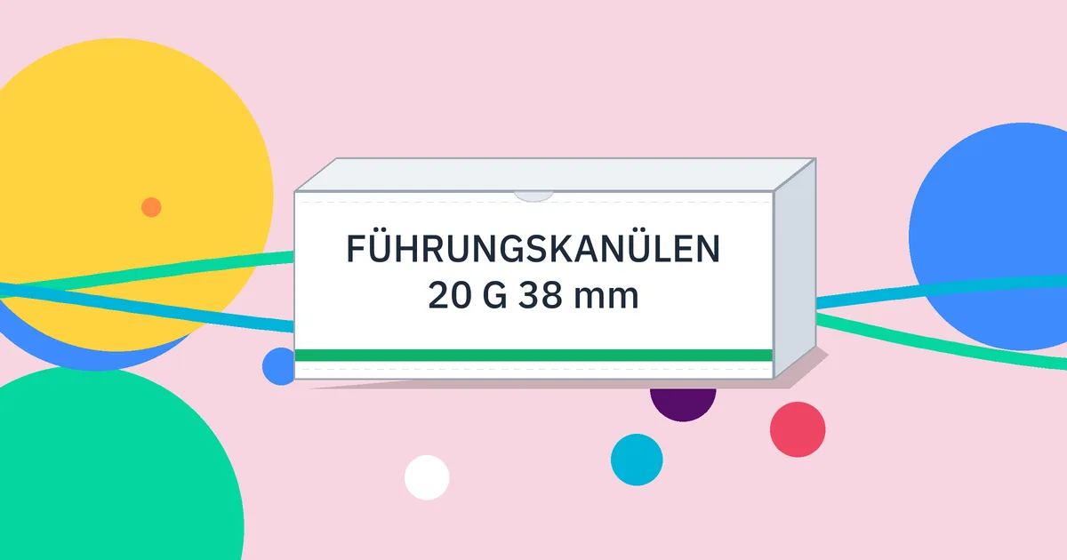 Symbolbild: Packung mit der Aufschrift FÜHRUNGSKANÜLEN 20 G 38 mm (PZN 10178472) – Verfügbarkeit und Bezug in Apotheken in Frankfurt am Main