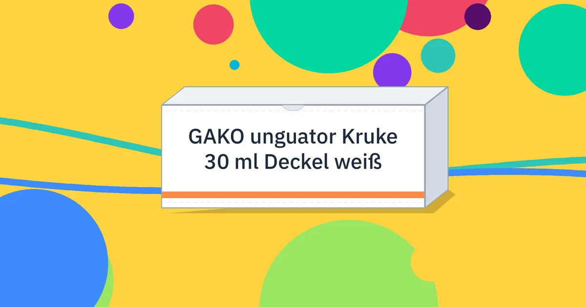 Symbolbild: Packung mit der Aufschrift GAKO unguator Kruke 30 ml Deckel weiß (PZN 11603026) – Verfügbarkeit und Bezug in Apotheken in Frankfurt am Main