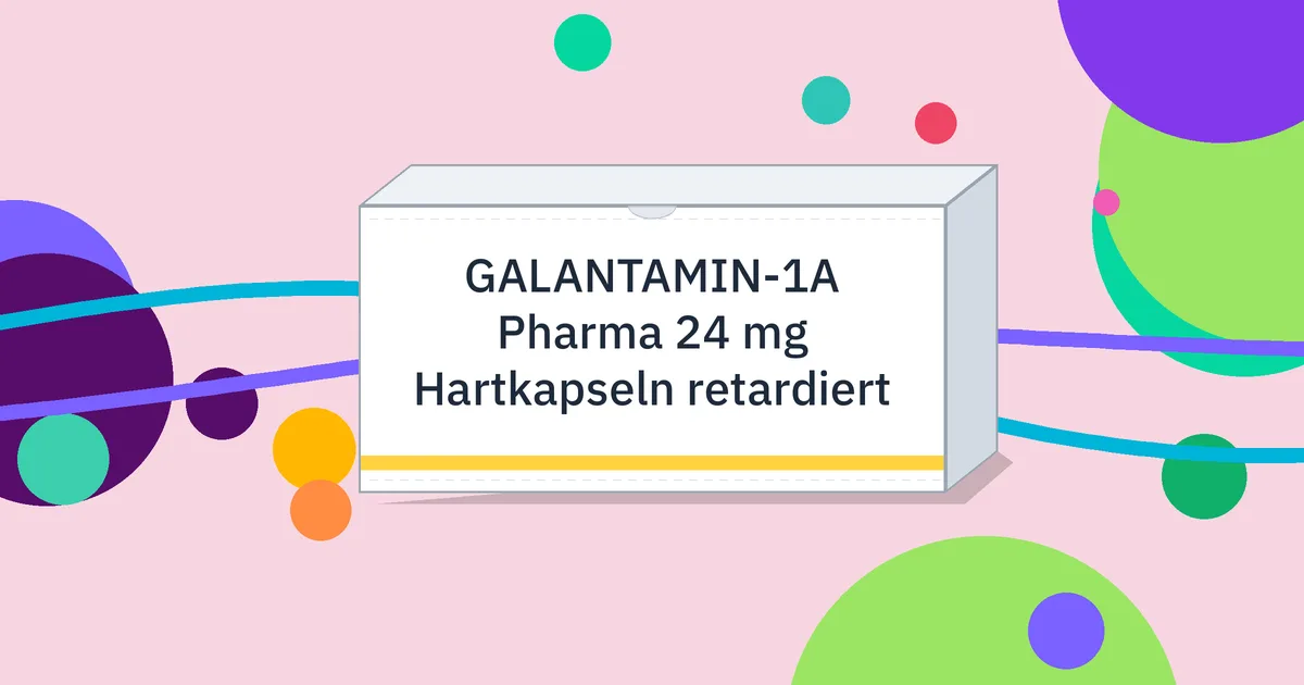 Symbolbild: Packung mit der Aufschrift GALANTAMIN-1A Pharma 24 mg Hartkapseln retardiert (PZN 09426781) – Verfügbarkeit und Bezug in Apotheken in Frankfurt am Main